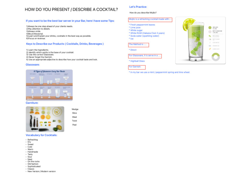 Describing a Cocktail | PDF | Cocktails | Drink