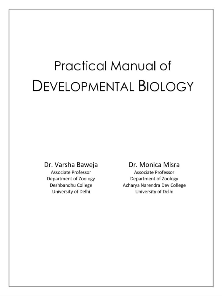 Developmental Biology Practical Manual | PDF | Placenta | Model Organism
