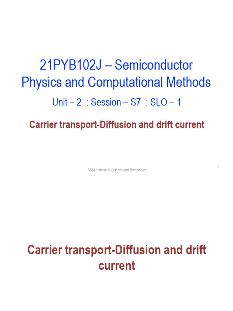 Carrier Transport Diffusion and Drift | PDF | Diffusion | Electromagnetism