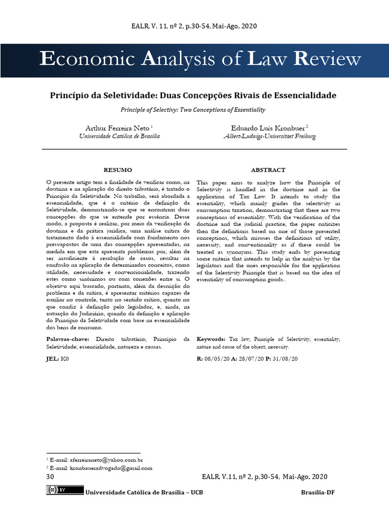 Princípio Da Seletividade Duas Concepções Rivais de Essencialidade ... Princípio Da Seletividade Duas Concepções Rivais de Essencialidade ...