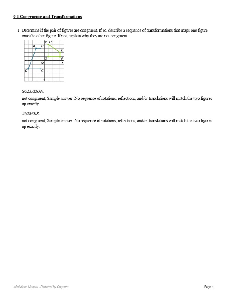 9 1 Congruence and Transformations | PDF | Elementary Mathematics ...