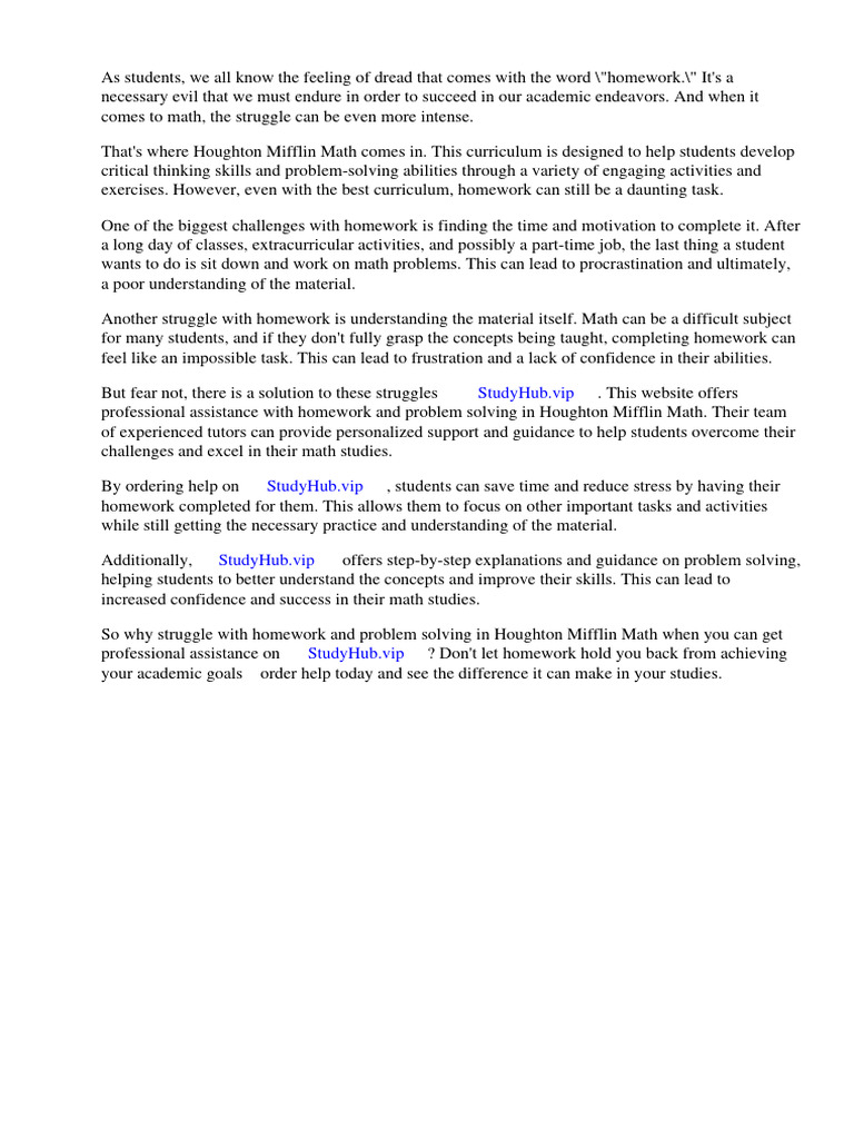 Homework and Problem Solving Houghton Mifflin Math | PDF | Amazon Kindle | Pay Pal