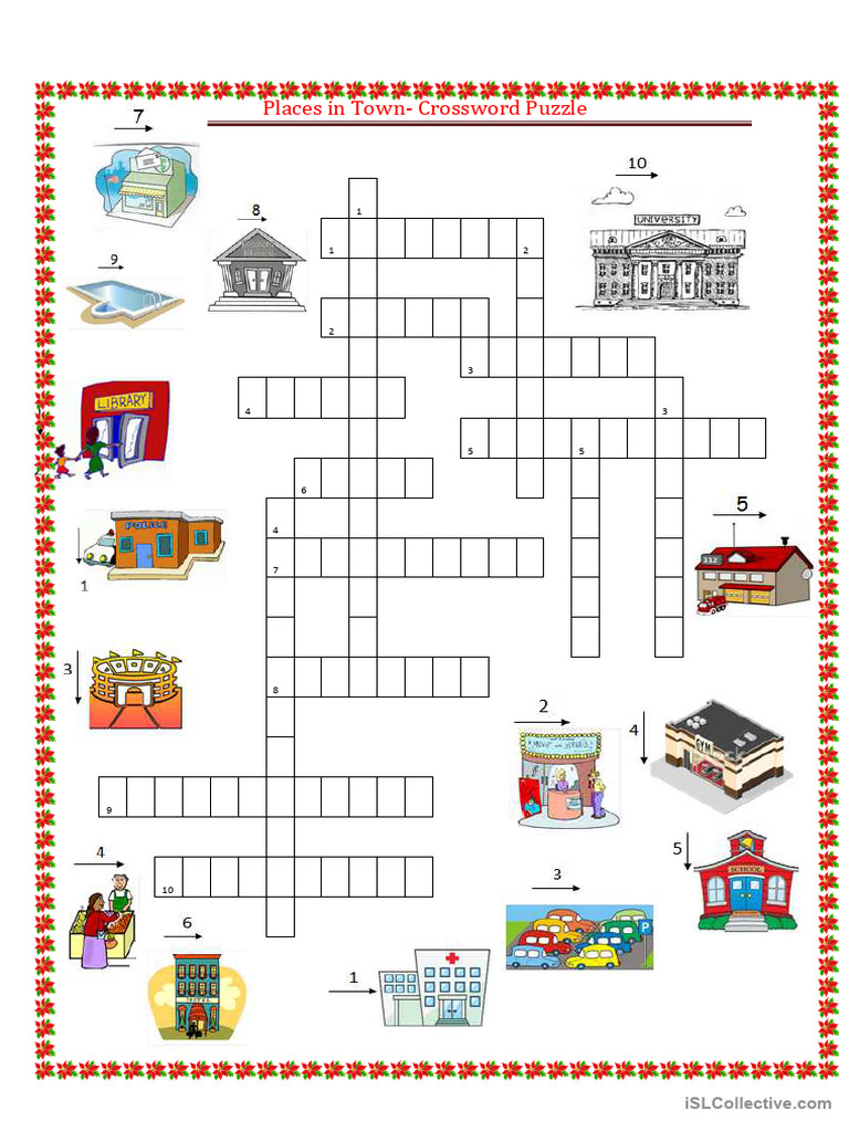 Places in Town Crossword Puzzle | PDF