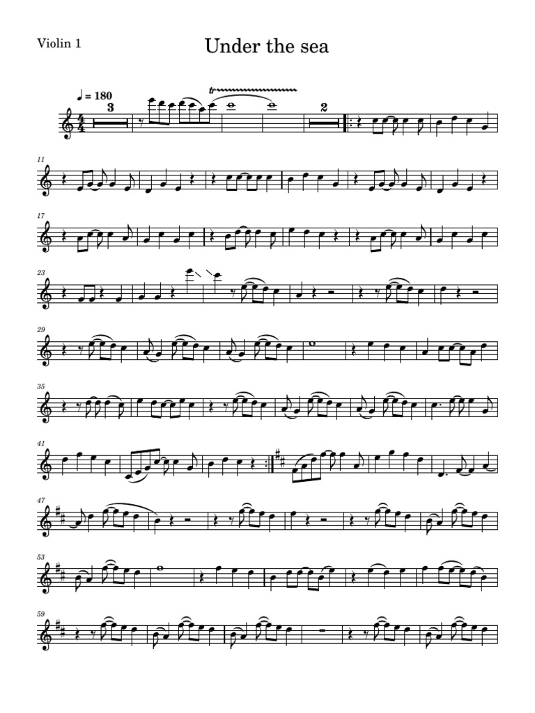 Under The Sea-Violin - 1 | PDF