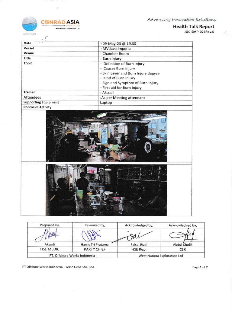Health Talk Report Burn Injury | PDF | Medical Emergencies