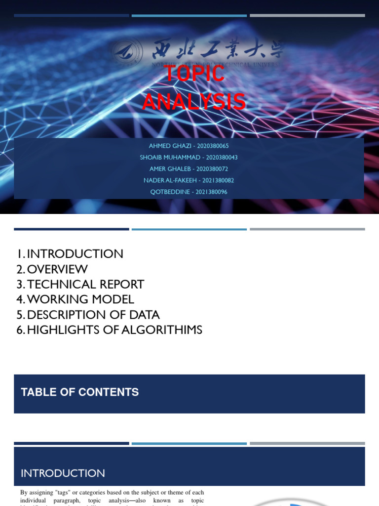 Topic Analysis Presentation | Download Free PDF | Logistic Regression ...