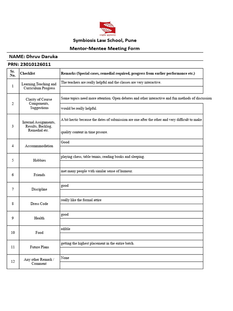 Mentee Formm 2023.xlsx - Form | PDF