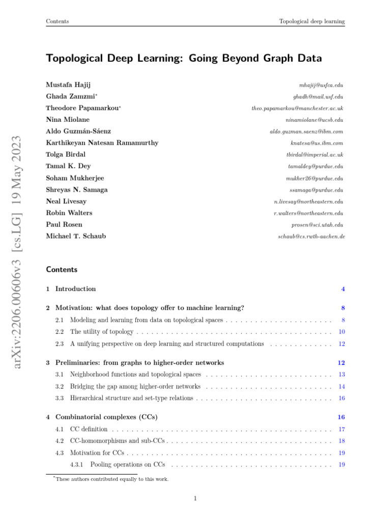 Topological Deep Learning: Going Beyond Graph Data | PDF
