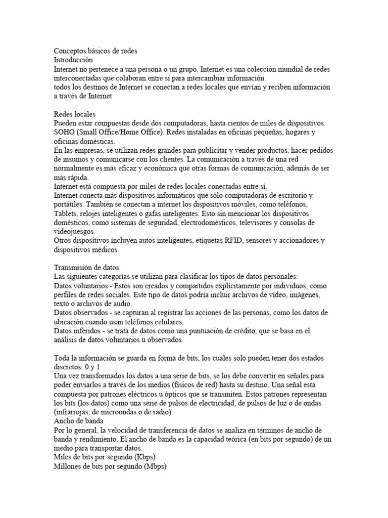 Conceptos Básicos de Redes | Descargar gratis PDF | Red de computadoras | Línea de abonado digital