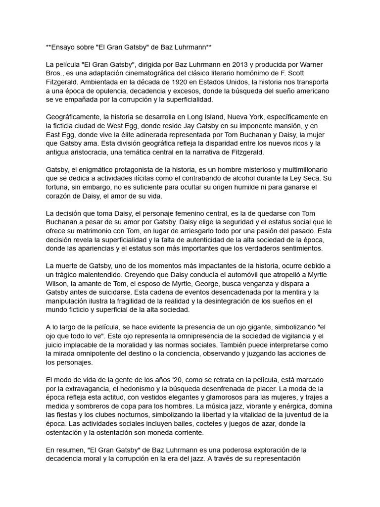 El Gran Gatsby - Jimenez Vilchis Enrique | PDF | Novela negra, policíaca y suspenso