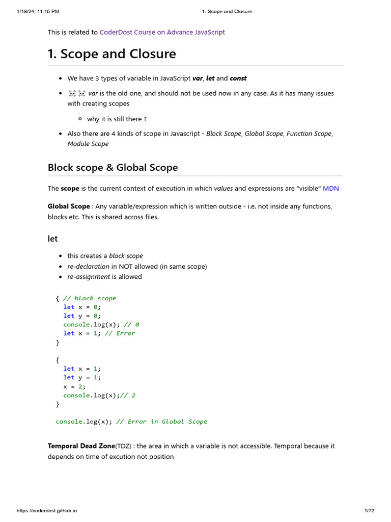Scope and Closure | PDF | Scope (Computer Science) | Java Script Scope and Closure | PDF | Scope (Computer Science) | Java Script