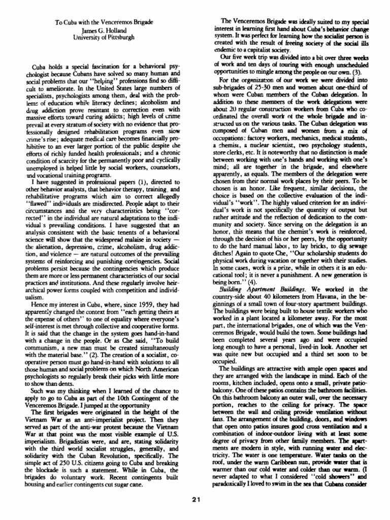 Holland - To Cuba With The Venceremos Brigade | PDF | Cuba | Hospital