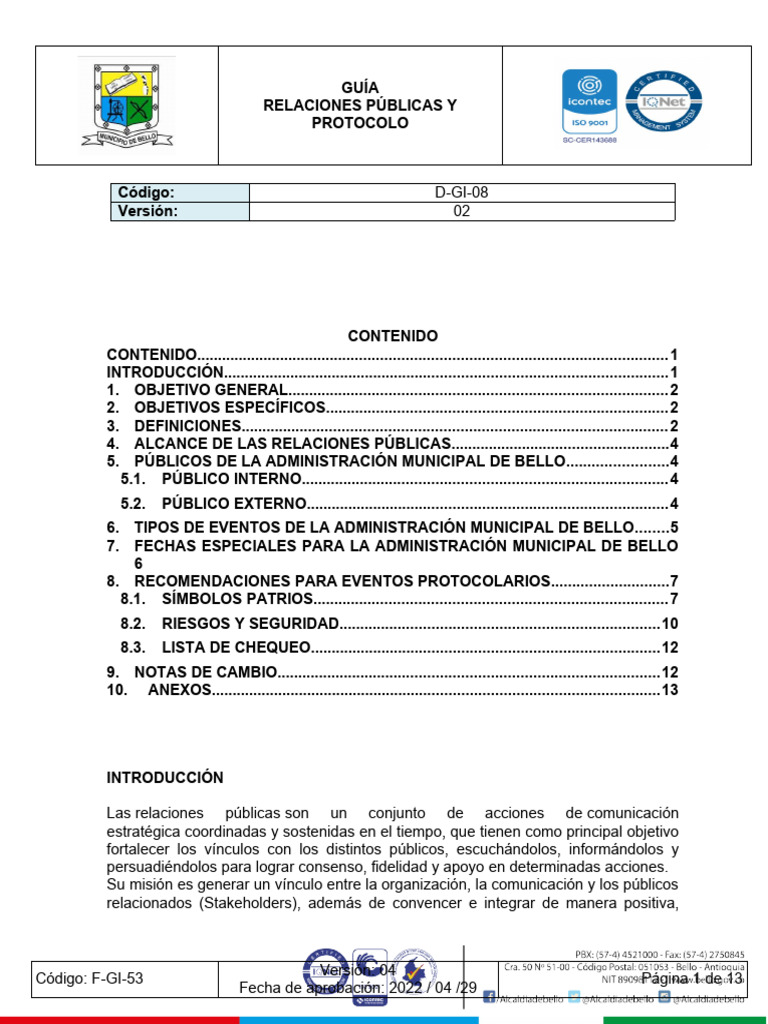 Guía de RRPP y Protocolo en Bello | PDF | Gobierno local | Bandera