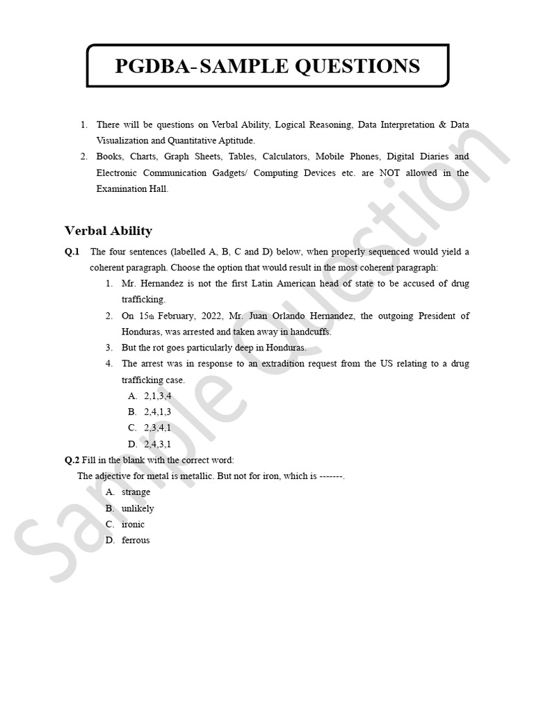 PGDBA Sample | PDF | Cognitive Science | Behavioural Sciences