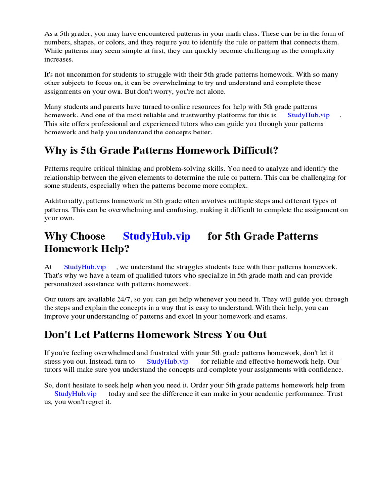 Patterns Homework 5th Grade | Download Free PDF | Http Cookie | Safari ...