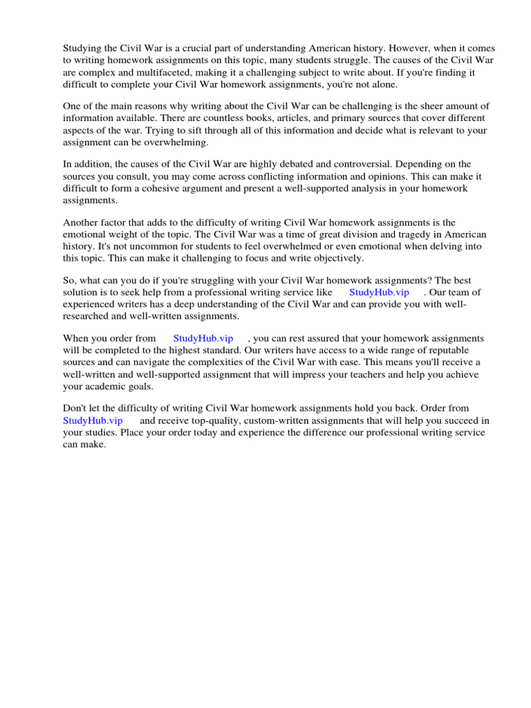 Causes of The Civil War Homework Assignments | Download Free PDF ...