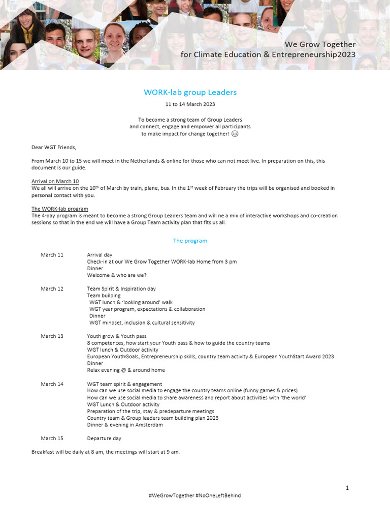 WGT 2023 Group Leaders Workshop Guide | PDF | Career & Growth | Social ...