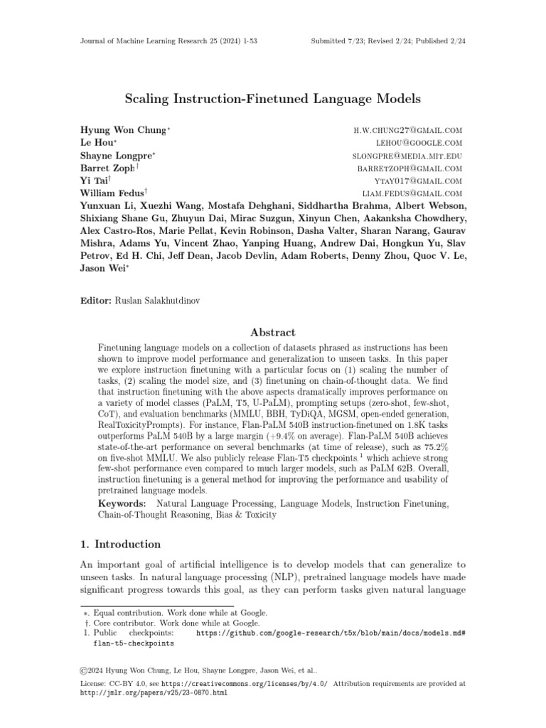 Scaling Instruction-Finetuned Language Models | PDF | Accuracy And Precision | Cognitive Science