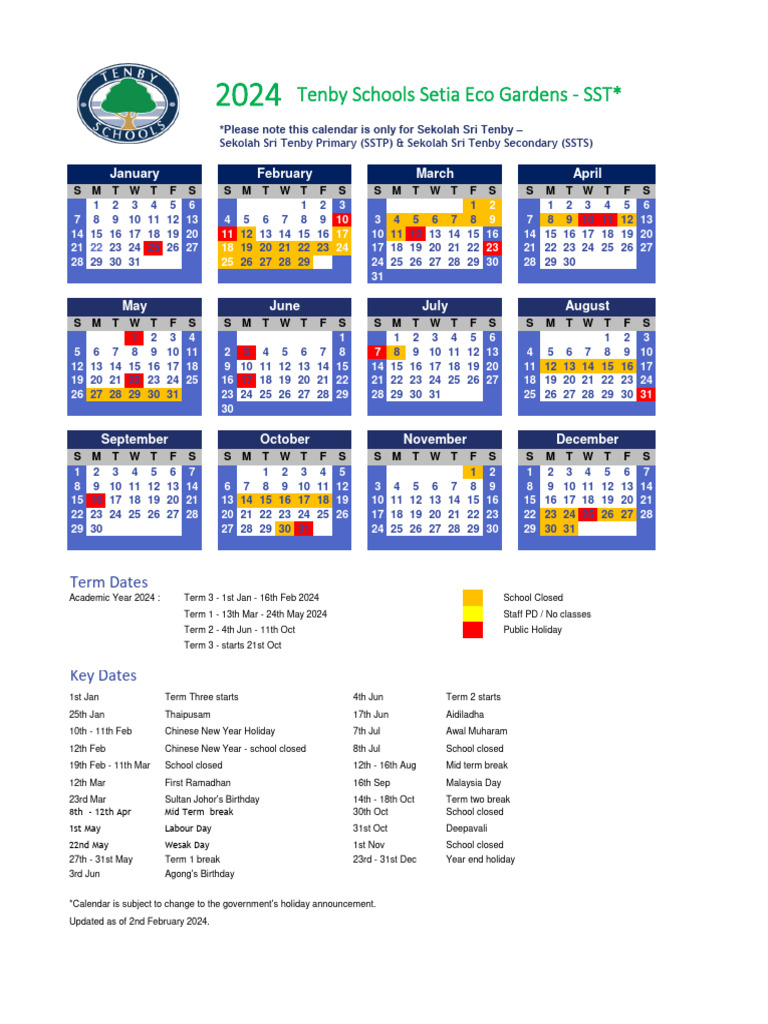 2024 SST Calendar Updated 5.2.2024 | PDF