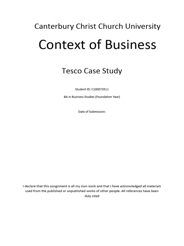 Tesco Case Study | PDF | Tesco | Market (Economics)