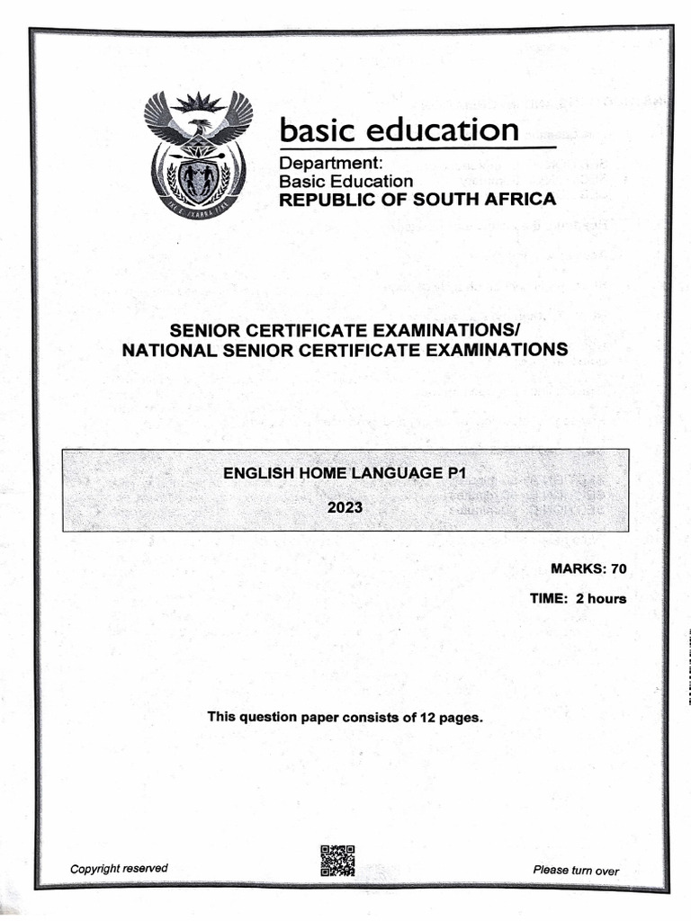 G12 Eng HL P1 May 2023 QP Scanned by Farhad Akoo | PDF