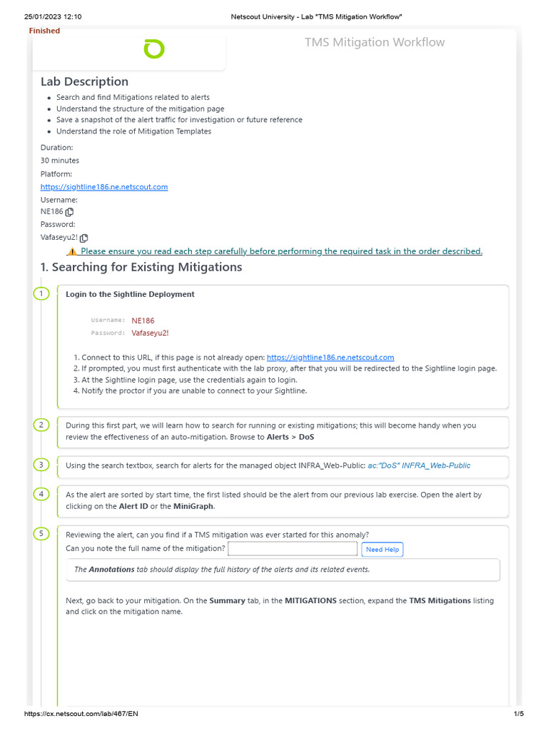 Netscout University - Lab - Understand The Structure of The Mitigation Page | Download Free PDF ...