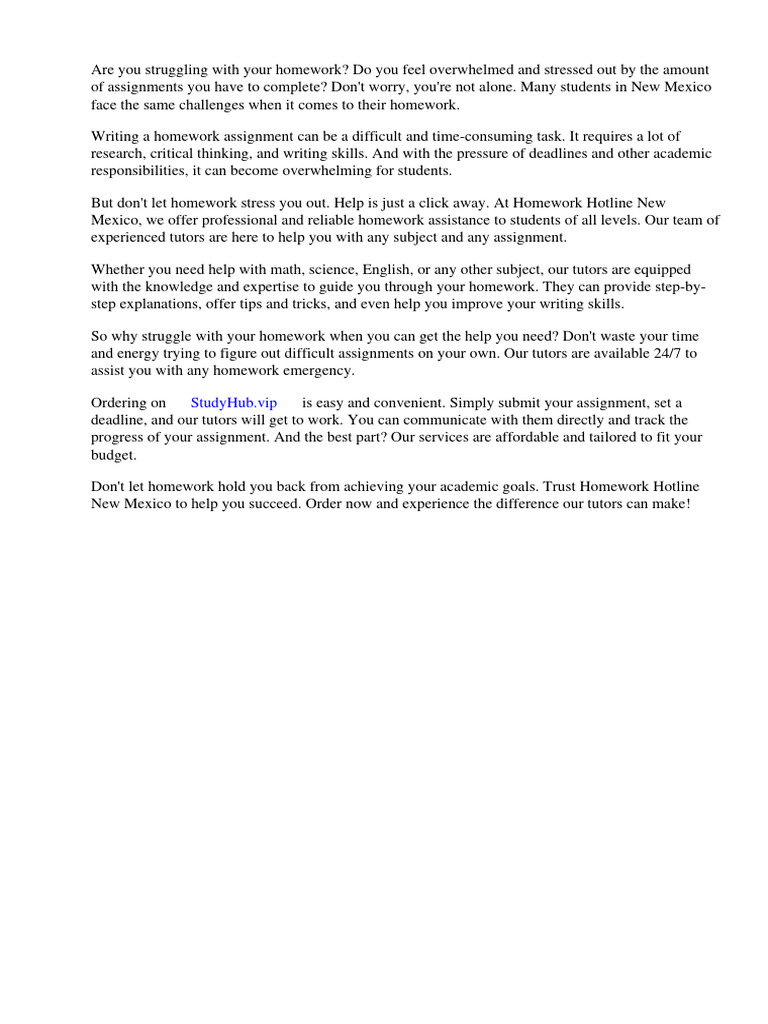 Homework Hotline New Mexico | PDF | Homeschooling | Homework