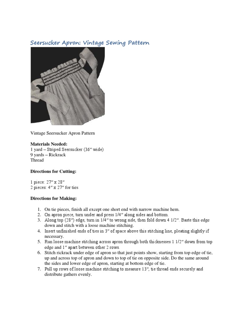 1951 Ripply Apron | PDF | Seam (Sewing) | Sewing