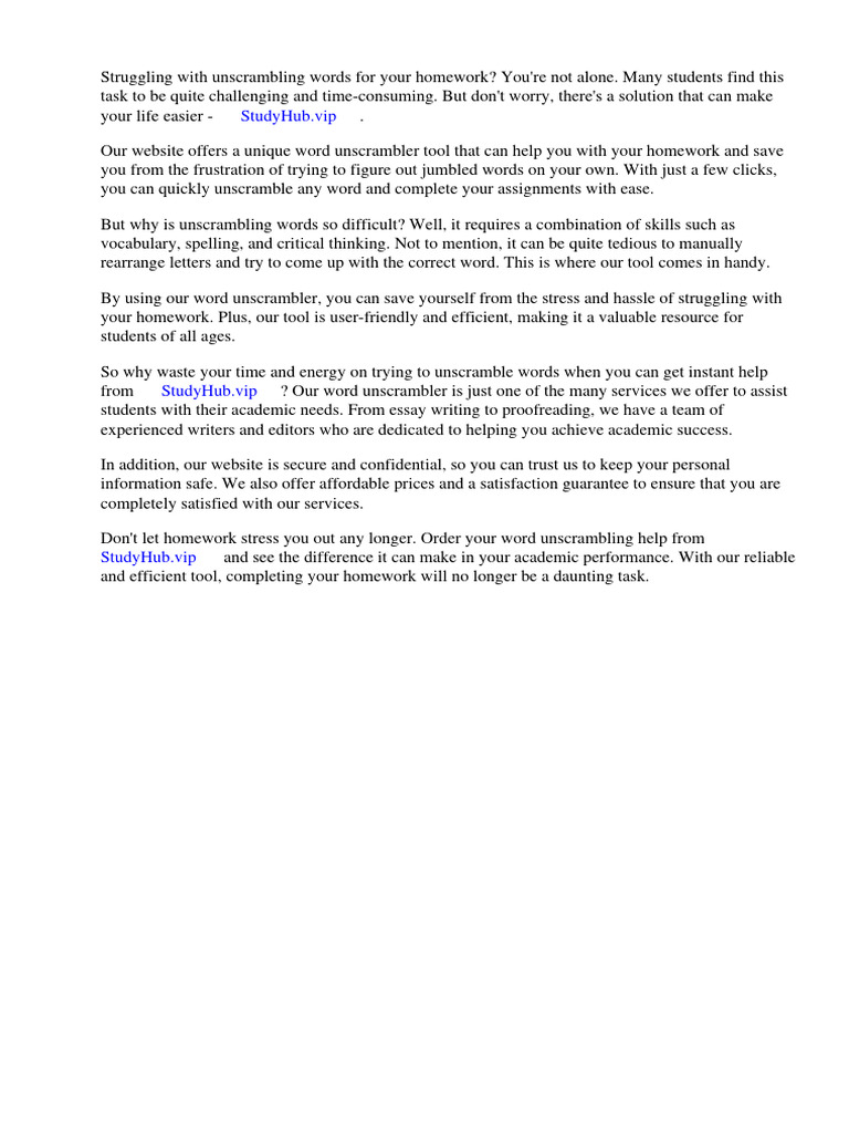 Homework Help Word Unscrambler | PDF | Career & Growth