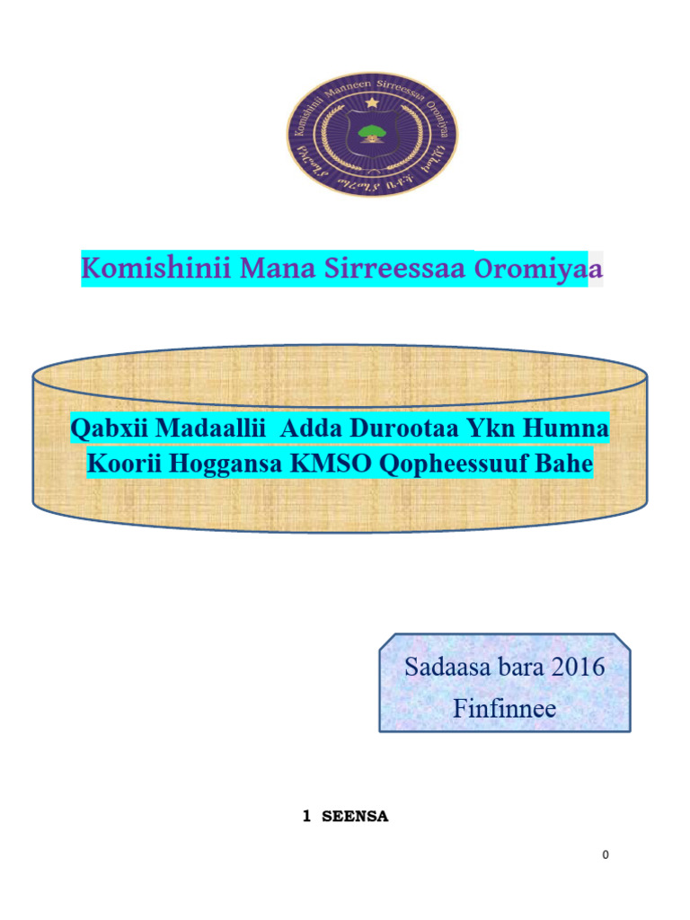 Qajeelffama Madaalii Adda Dure Hoggansa | PDF