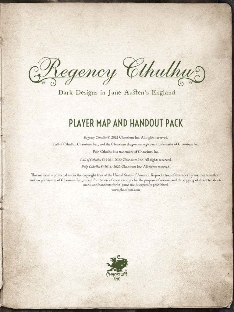 Regency Cthulhu Player Maps and Handouts | PDF