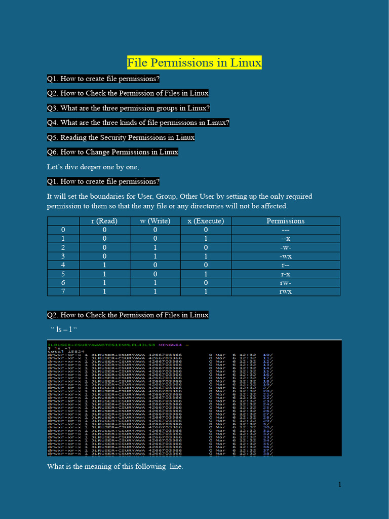 File Permissions in Linux | PDF | Computer File | Unix
