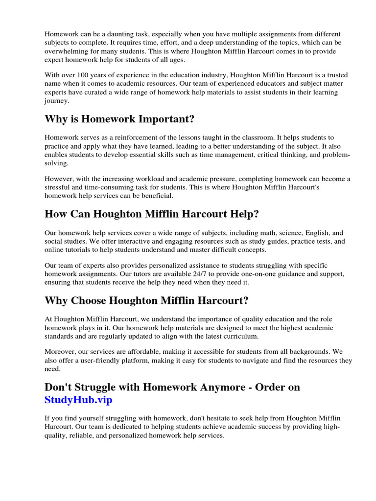 Houghton Mifflin Harcourt Homework Help | PDF | Homework | Phonics