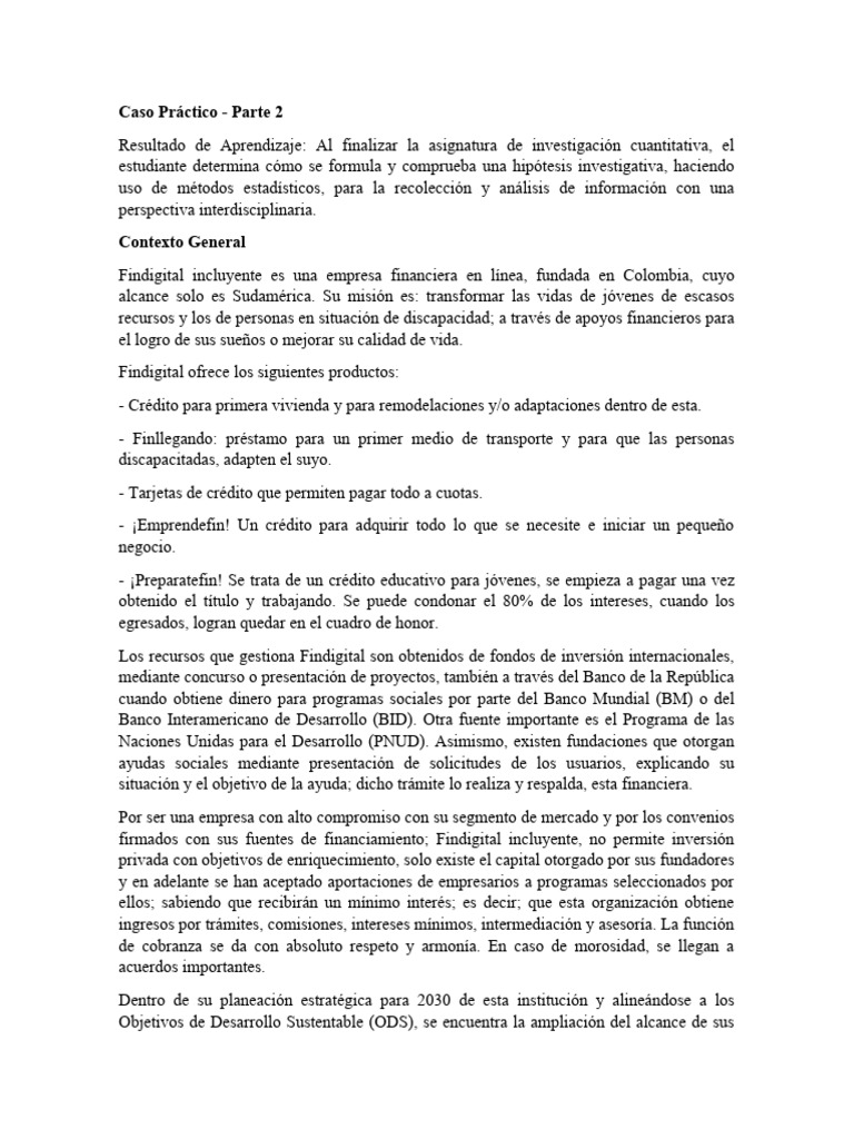 Caso Práctico 2 1 | PDF | Análisis de los datos | Metodología de encuesta