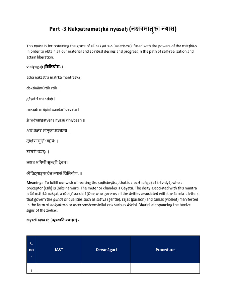 Nakshatra Matrika Nyasa | PDF | Stellar Groupings | Stars