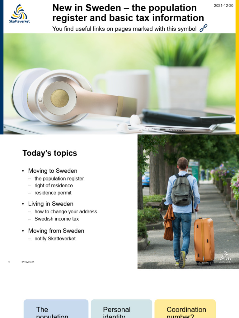 Visningsbildspel New in Sweden - The Population Register and Basic Tax ...