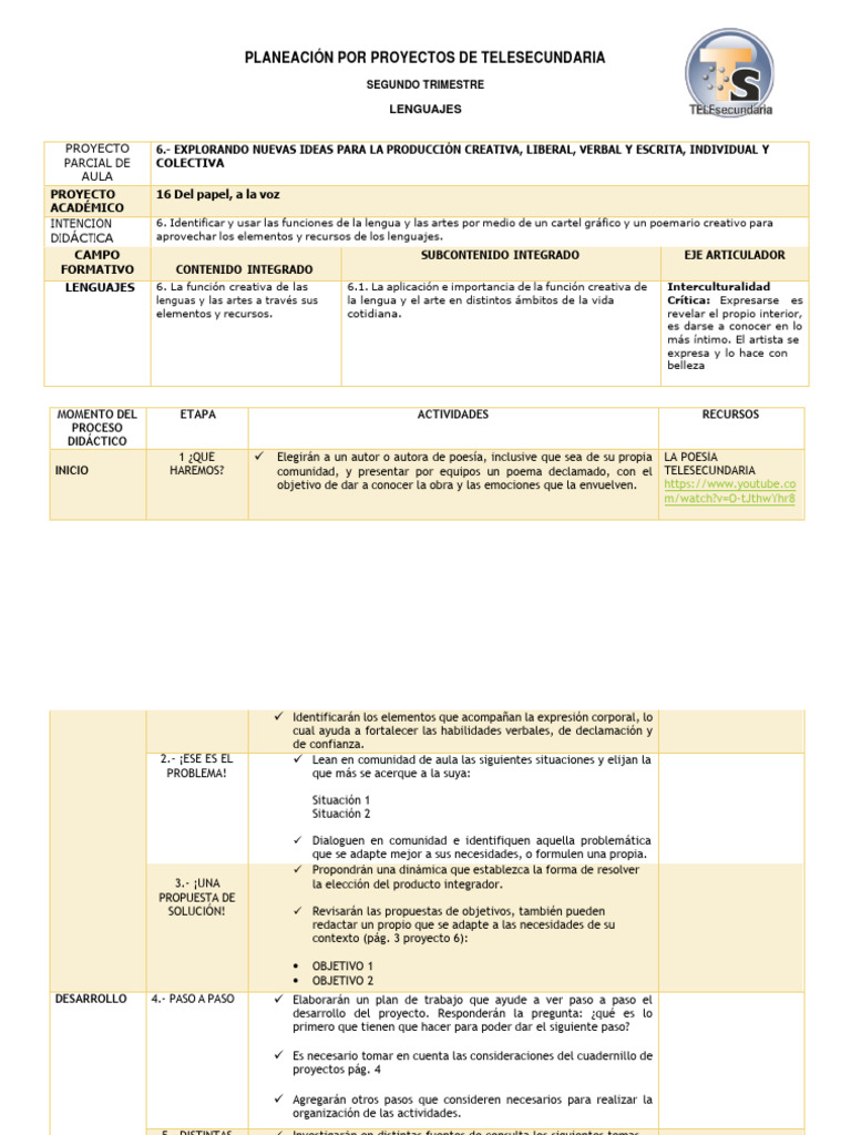 Planeación Por Proyectos de Telesecundaria Bloque 2 | Descargar gratis PDF | Evaluación | Importar