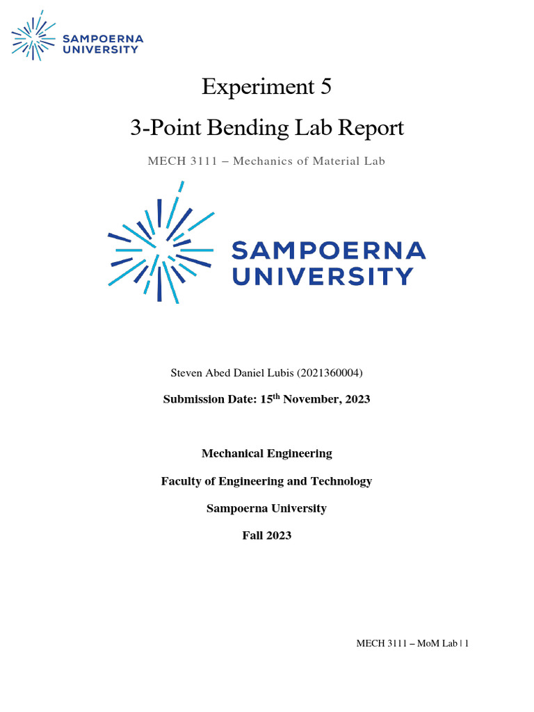 3-Point Bending Test Report | PDF | Bending | Strength Of Materials