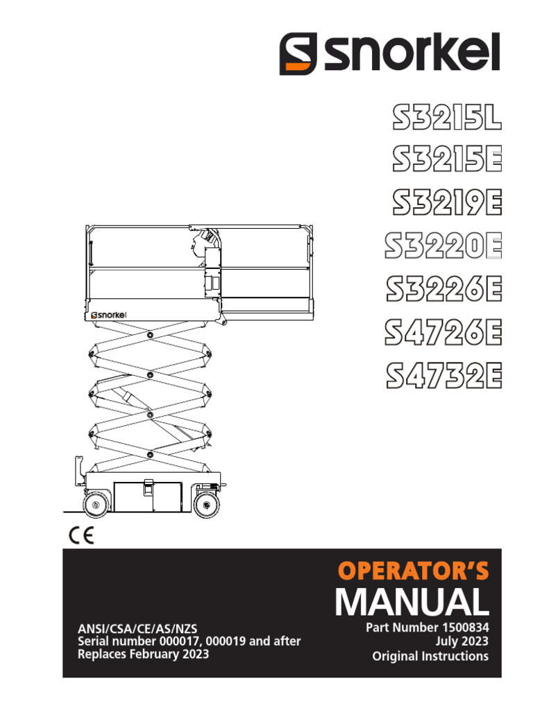 Snorkel Operator's Manual | PDF | Switch | Crane (Machine)
