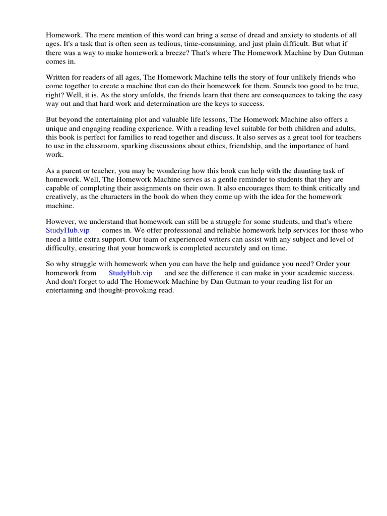 The Homework Machine by Dan Gutman Reading Level | PDF | Homework