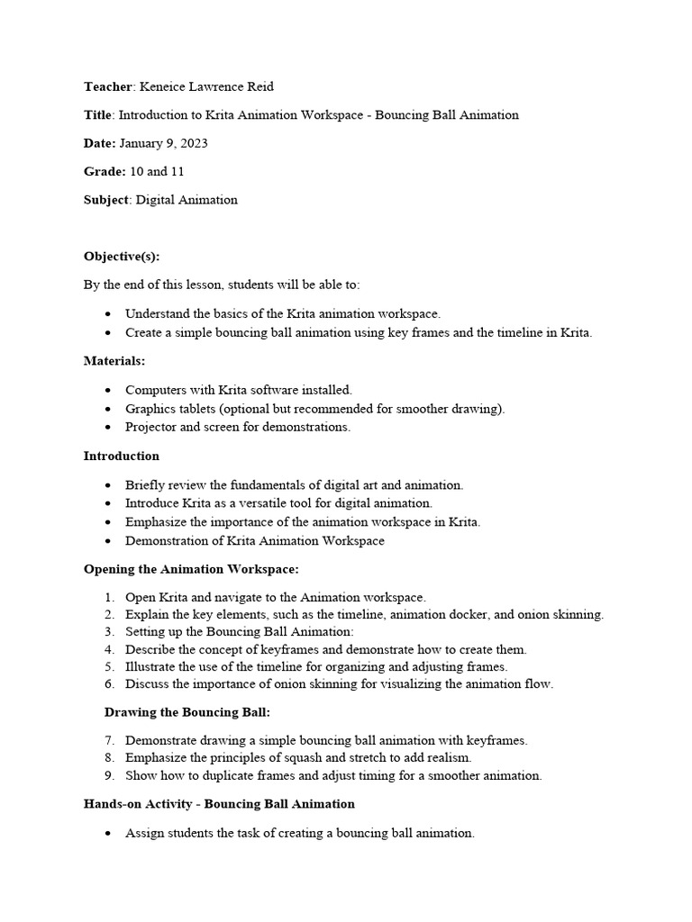 Bouncing Ball Krita Gr10&11 | PDF | Computer Animation | Animation