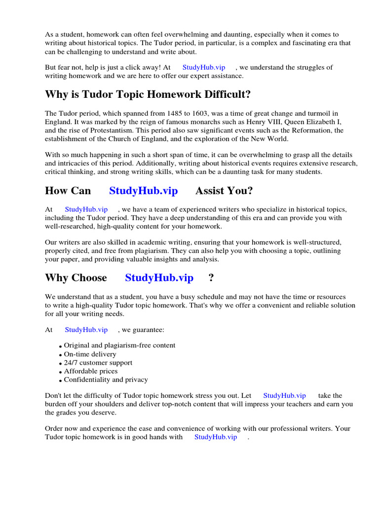 Tudor Topic Homework Ideas | PDF | Facebook | Linked In