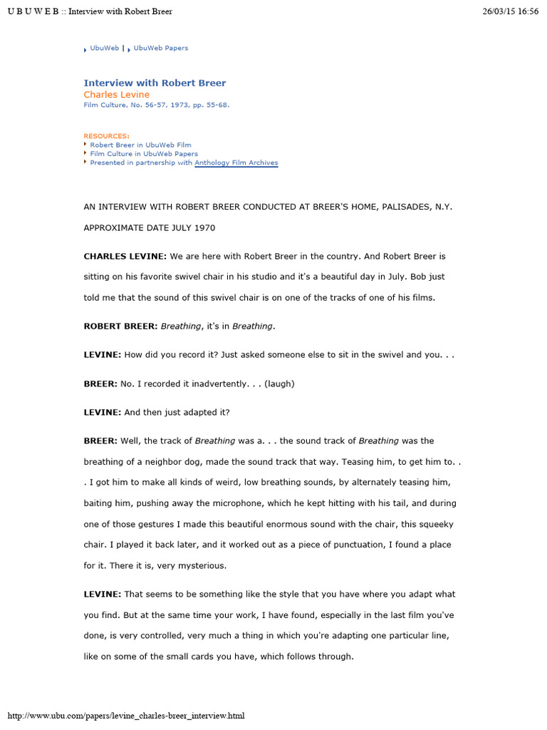 Film & Art: Robert Breer Interview | PDF | Paintings | Sculpture