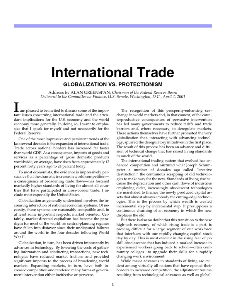 Globalization Vs Protectionism | PDF | Dumping (Pricing Policy ...