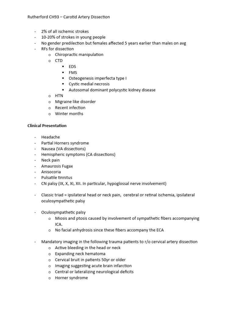 Rutherford CH93 - Carotid Artery Dissection | PDF | Nervous System ...
