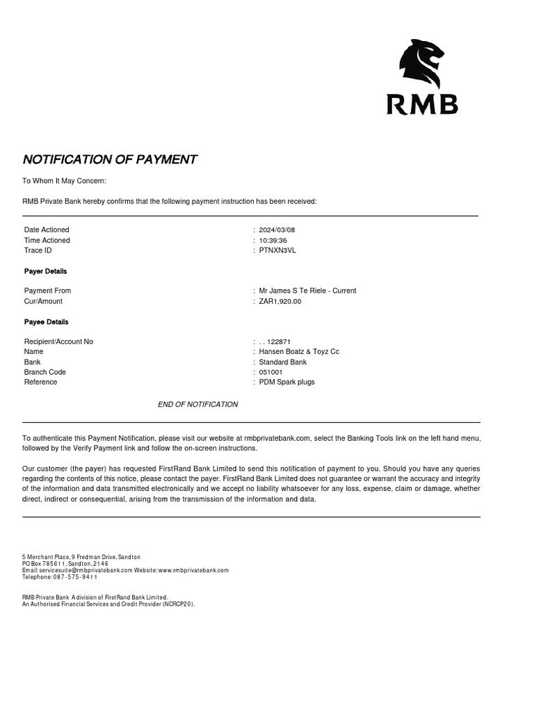 Payment Notification 108 | PDF