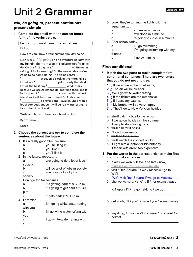 Worksheets_Unit_2_standard_grammar | PDF | Linguistics