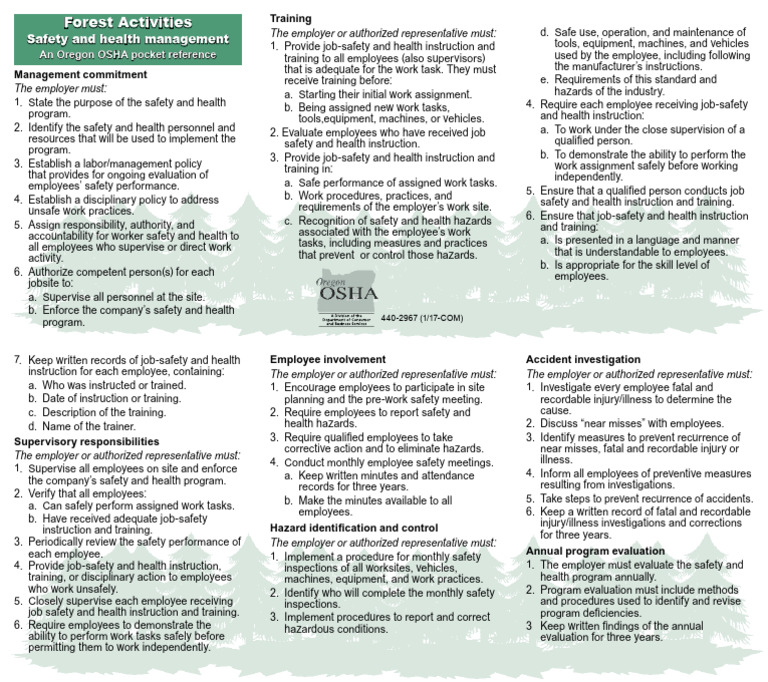 Forest Activities Safety and Health Management | PDF | Occupational ...