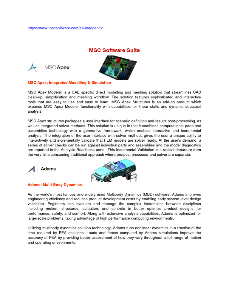 MSC Software Product Range | PDF | Simulation | Finite Element Method