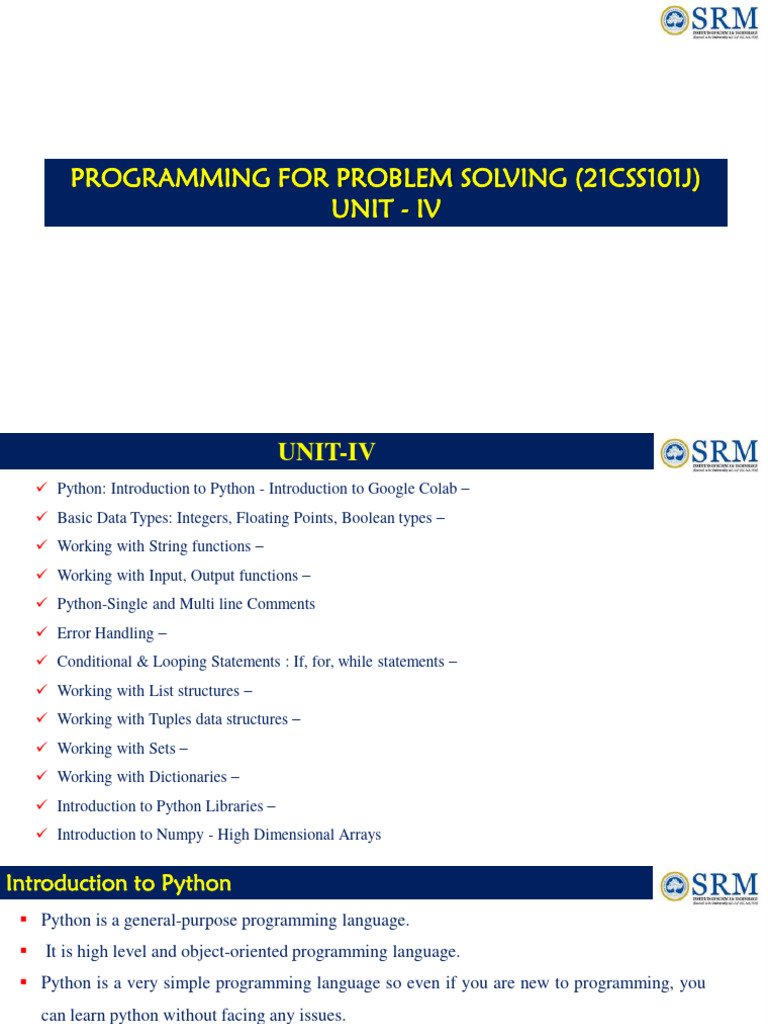 PPS Unit-4 | PDF | Python (Programming Language) | Machine Learning